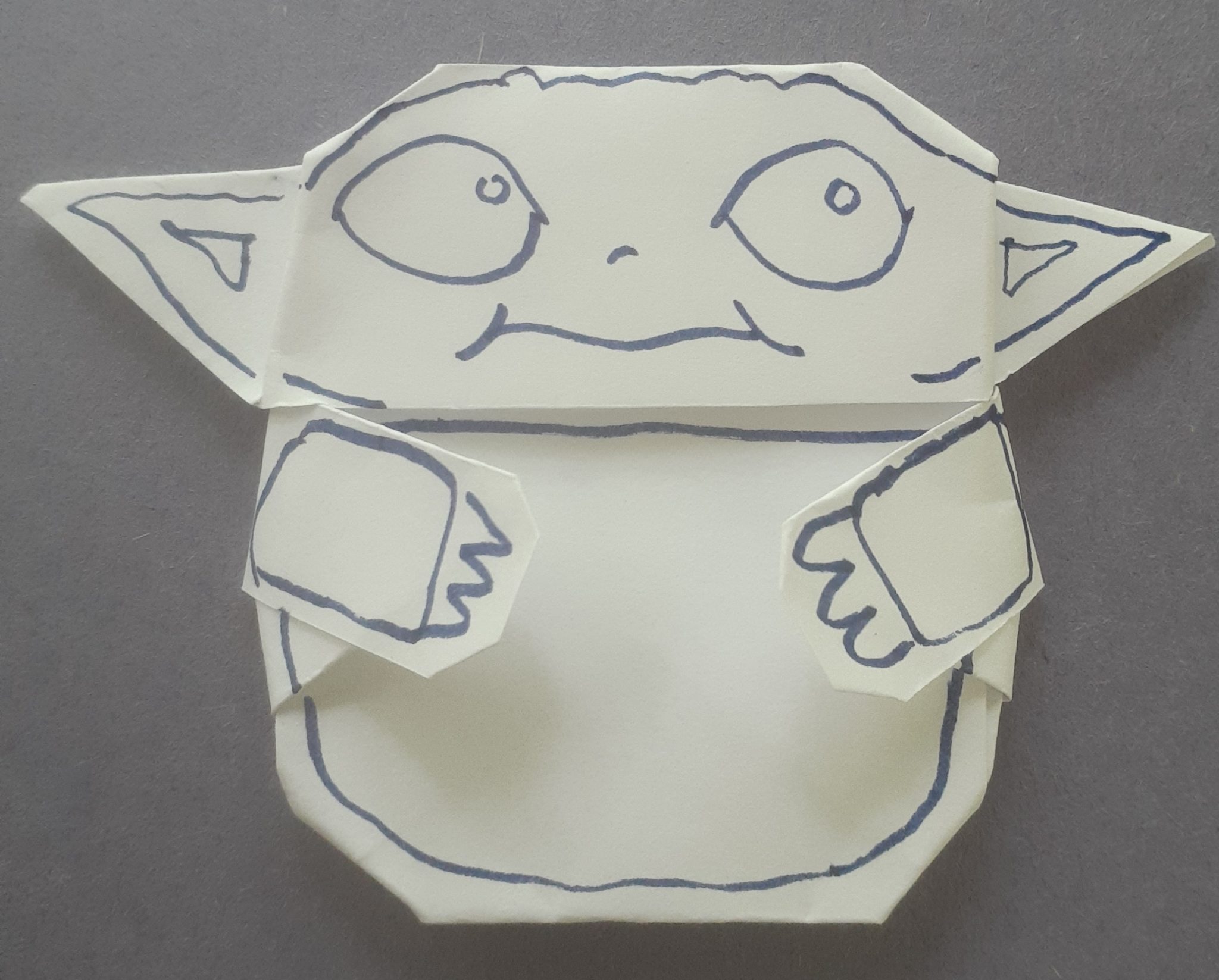 New Origami Baby Yoda using new “arms” folds! | Origami Yoda