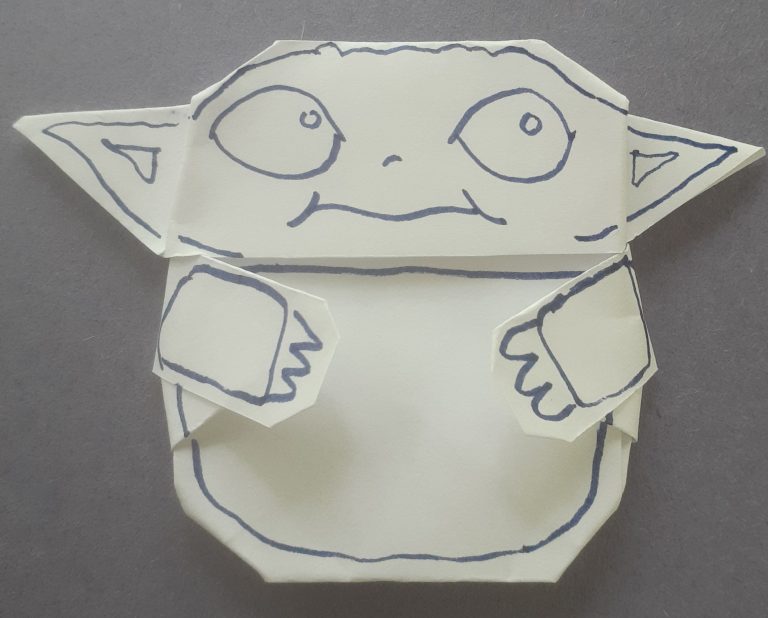 New Origami Baby Yoda using new “arms” folds! | Origami Yoda